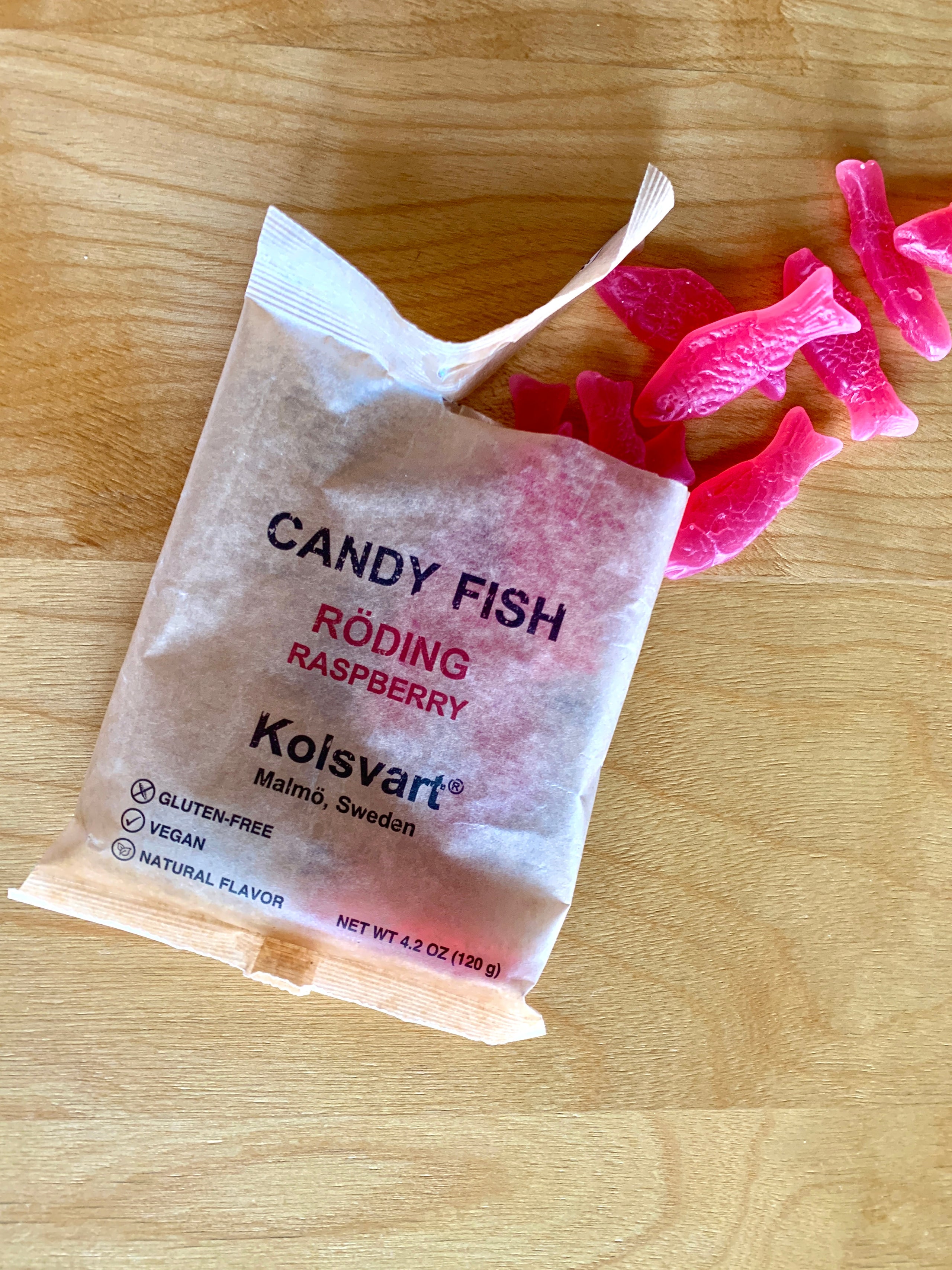 KOLSVART SWEDISH RASPBERRY CANDY FISH | Joppa Fine Foods